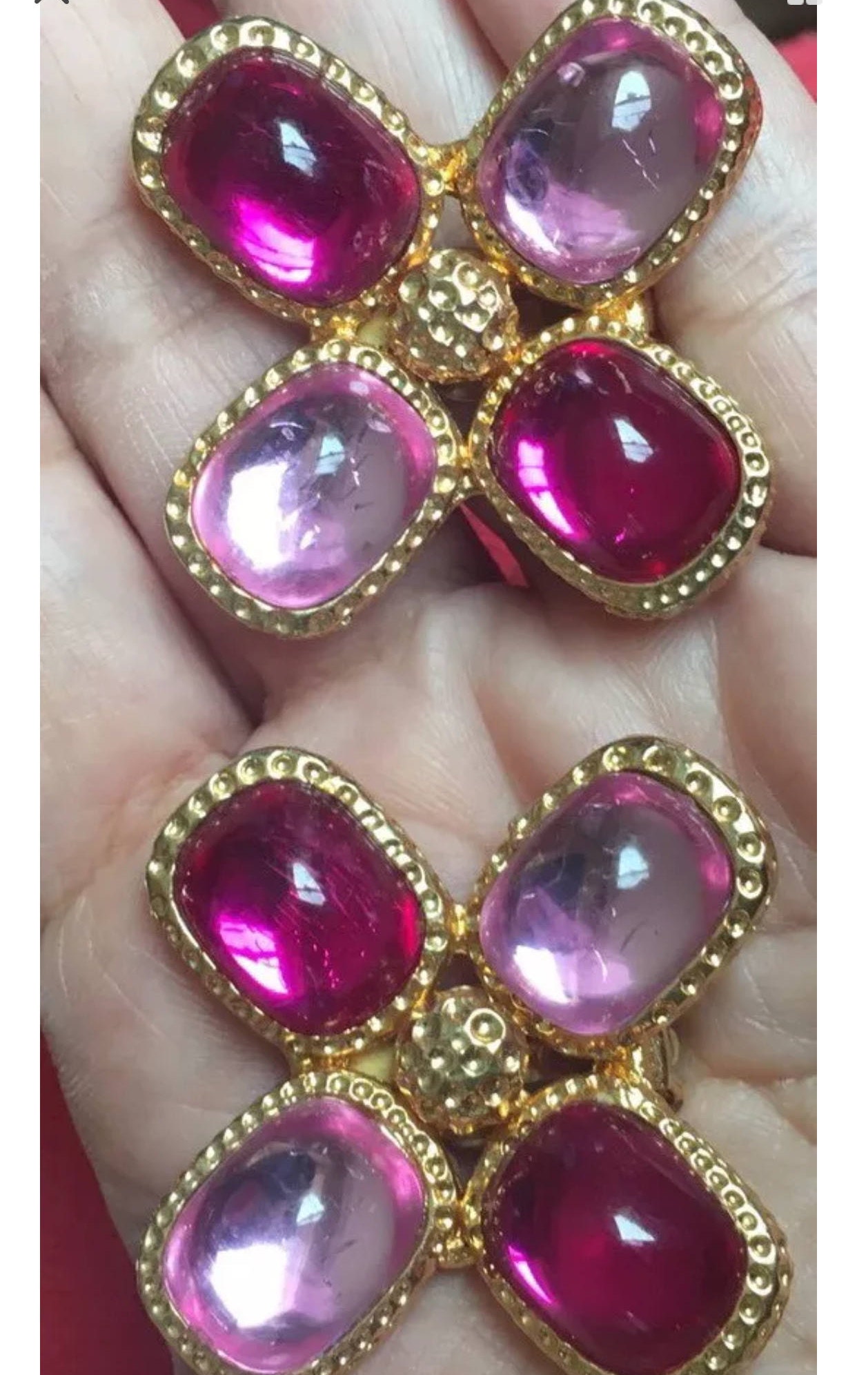 RESERVED 80’s 90’s Bold Bling Chunky Gold & Pink Lucite Jeweled Runway ...