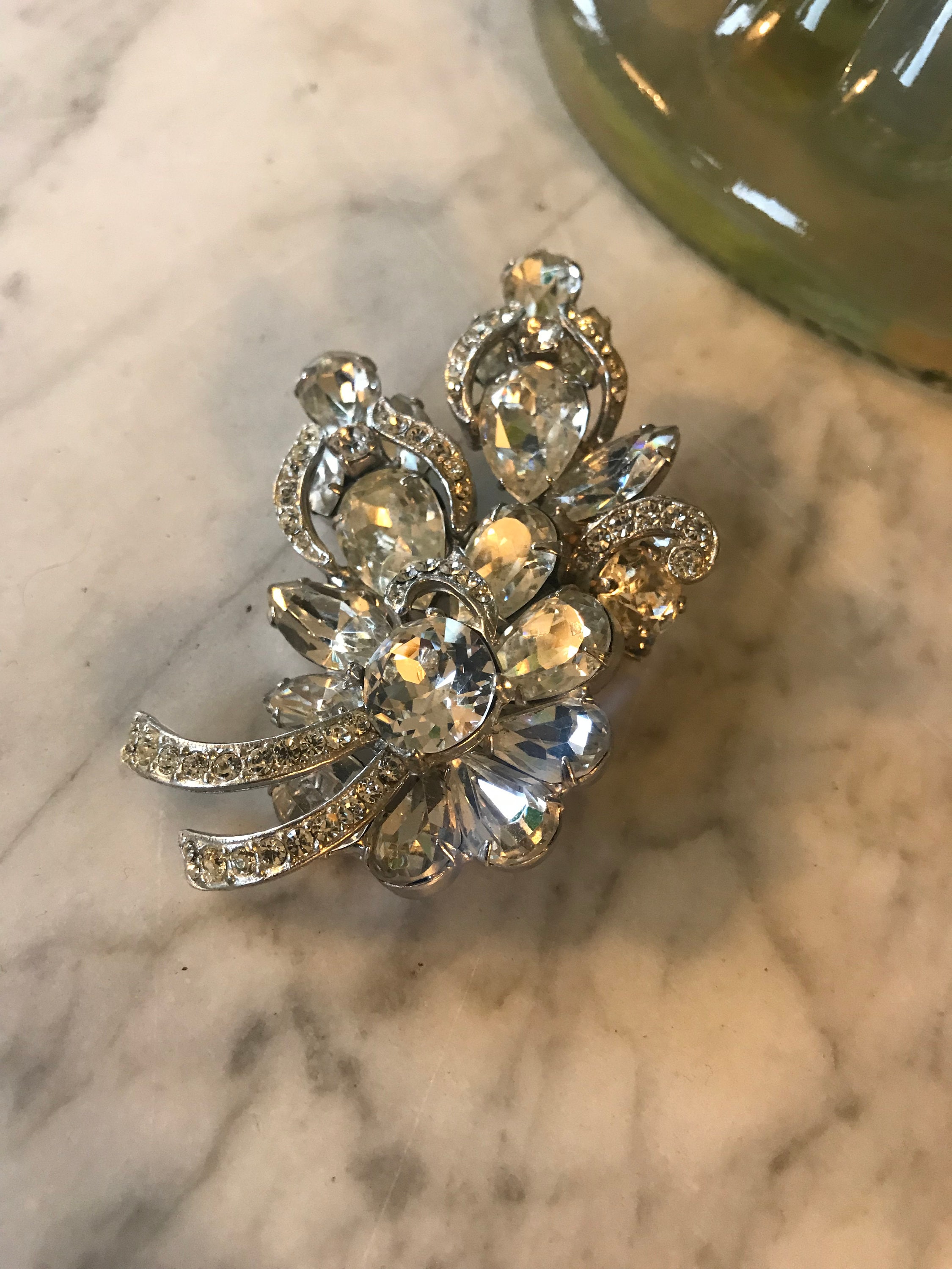 Exquisite Hollywood Regency Sparkling Ice Cyrstal Rhinestone Vintage ...