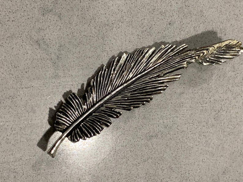 Feather Lapel Pin Mid Century Hollywood Regency Silver Tone | Etsy
