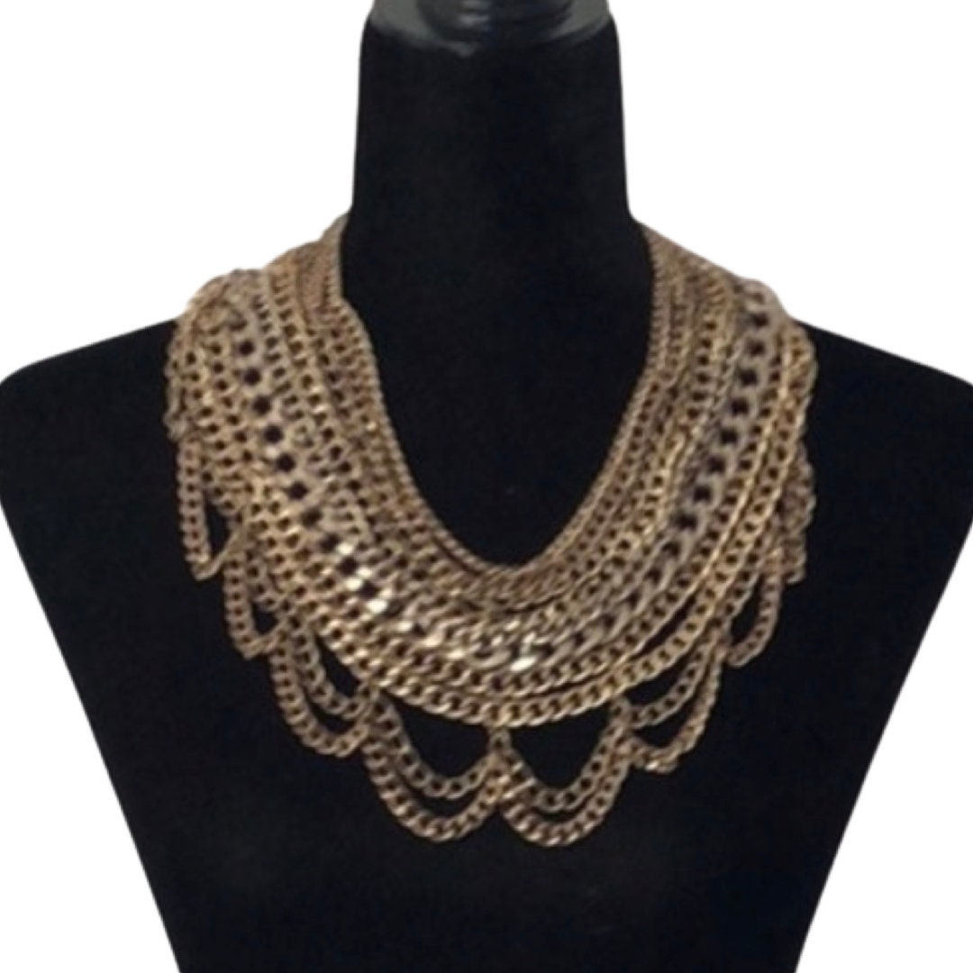 Y2K Glamour Grunge Chain Statement Necklace Collar in Multi - Etsy