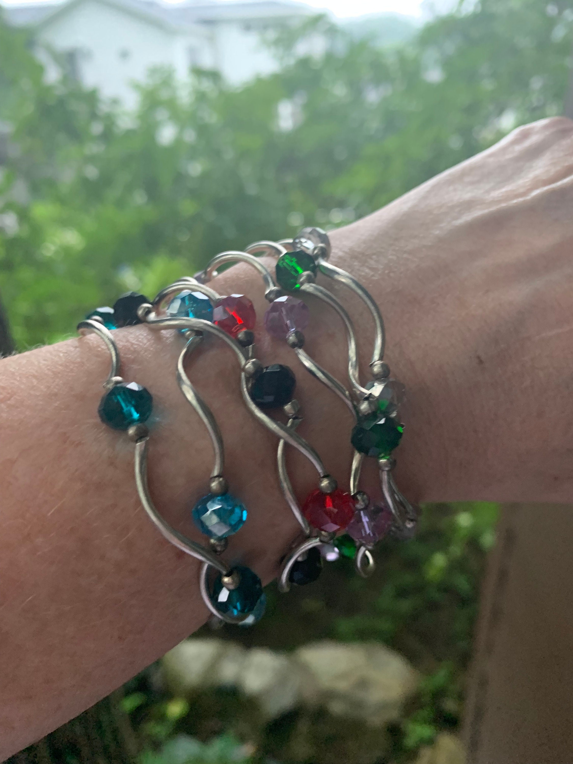 Squiggly Silver & Rainbow Crystal Cuffs, Get into the Groove with ...