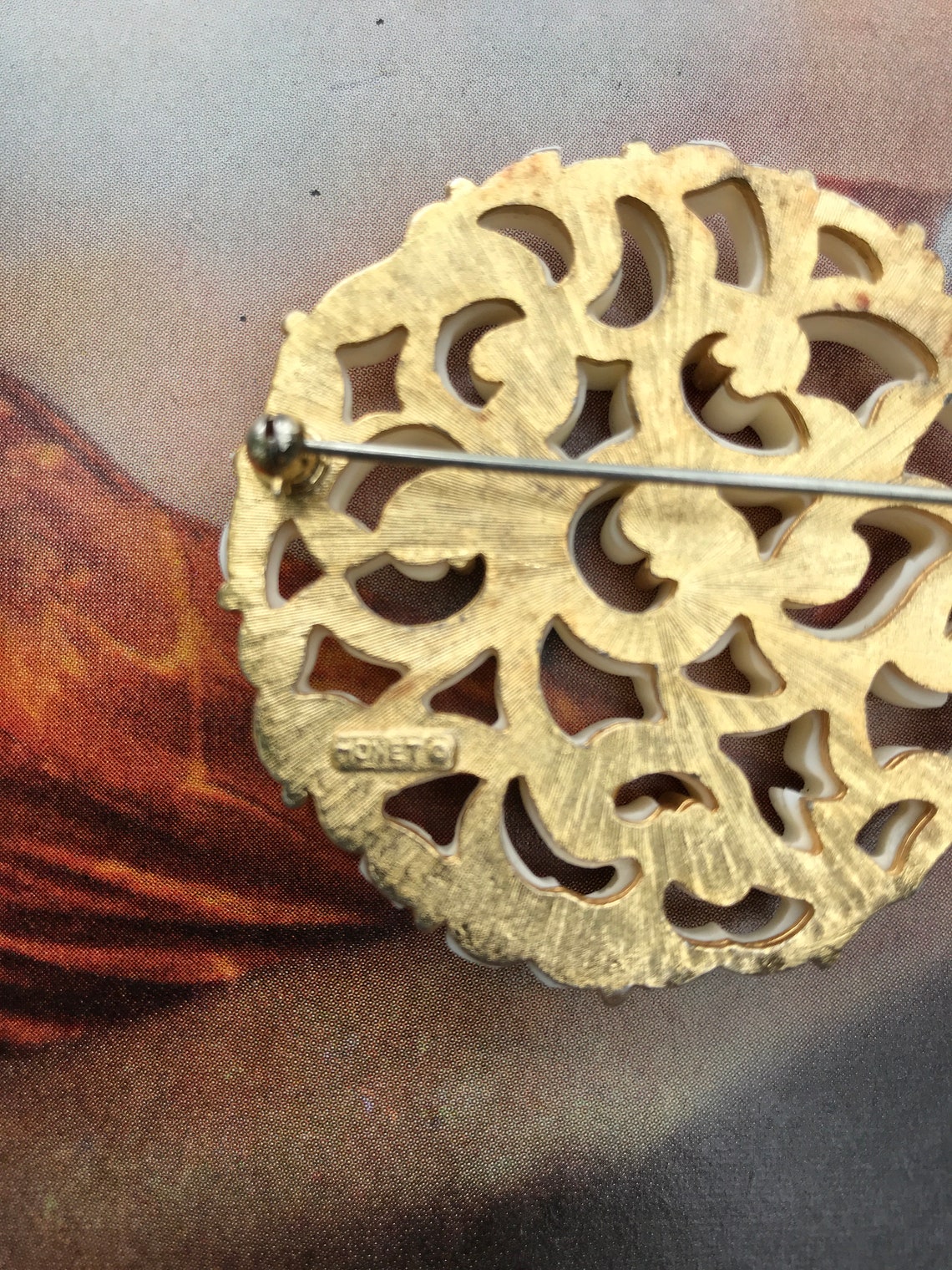 Art Deco Hollywood Regency Vanilla Resin & Goldtone Signed - Etsy