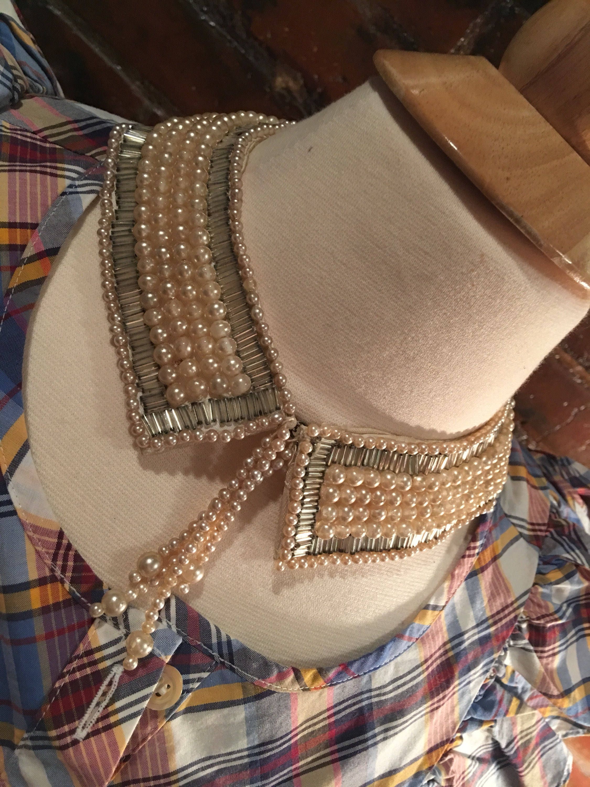 Beautiful Antique Beaded & Faux Pearled Collar amd or Choker