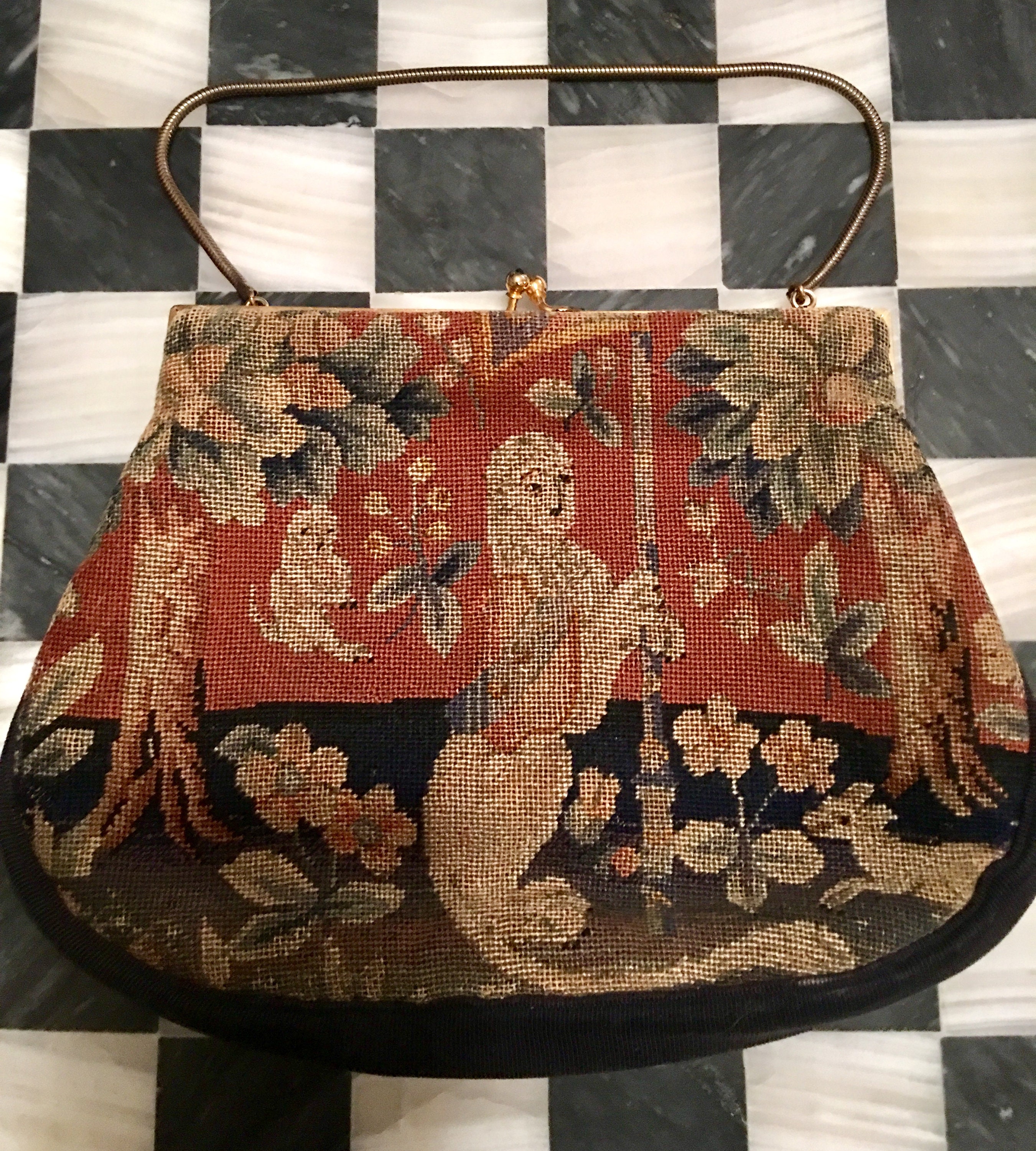 Vintage Tapestry Evening Bag, Small Versatile Romantic Victorian ...