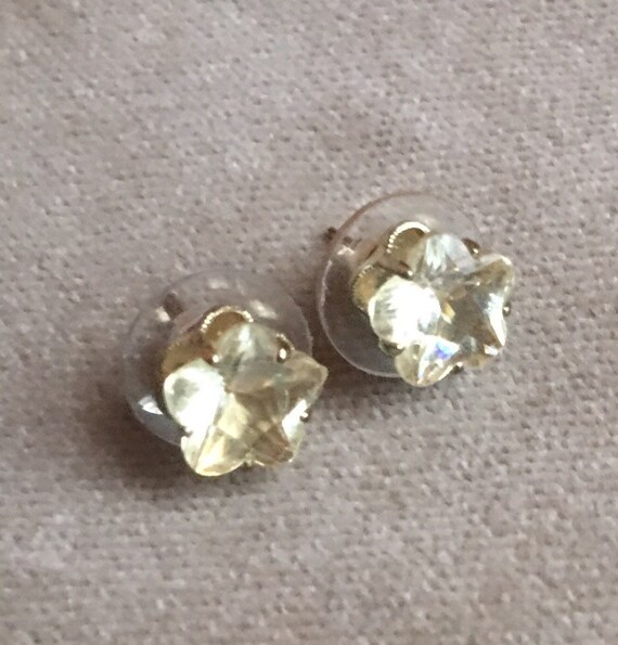 Sparkling Tiny little Star Cut Glass Rhinestone Earri… - Gem