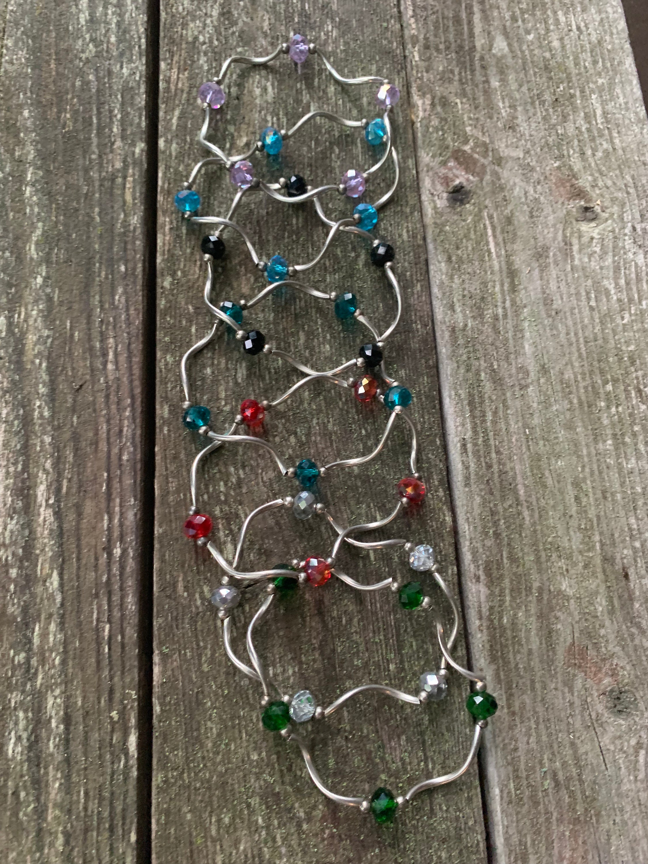 Squiggly Silver & Rainbow Crystal Cuffs, Get into the Groove with ...