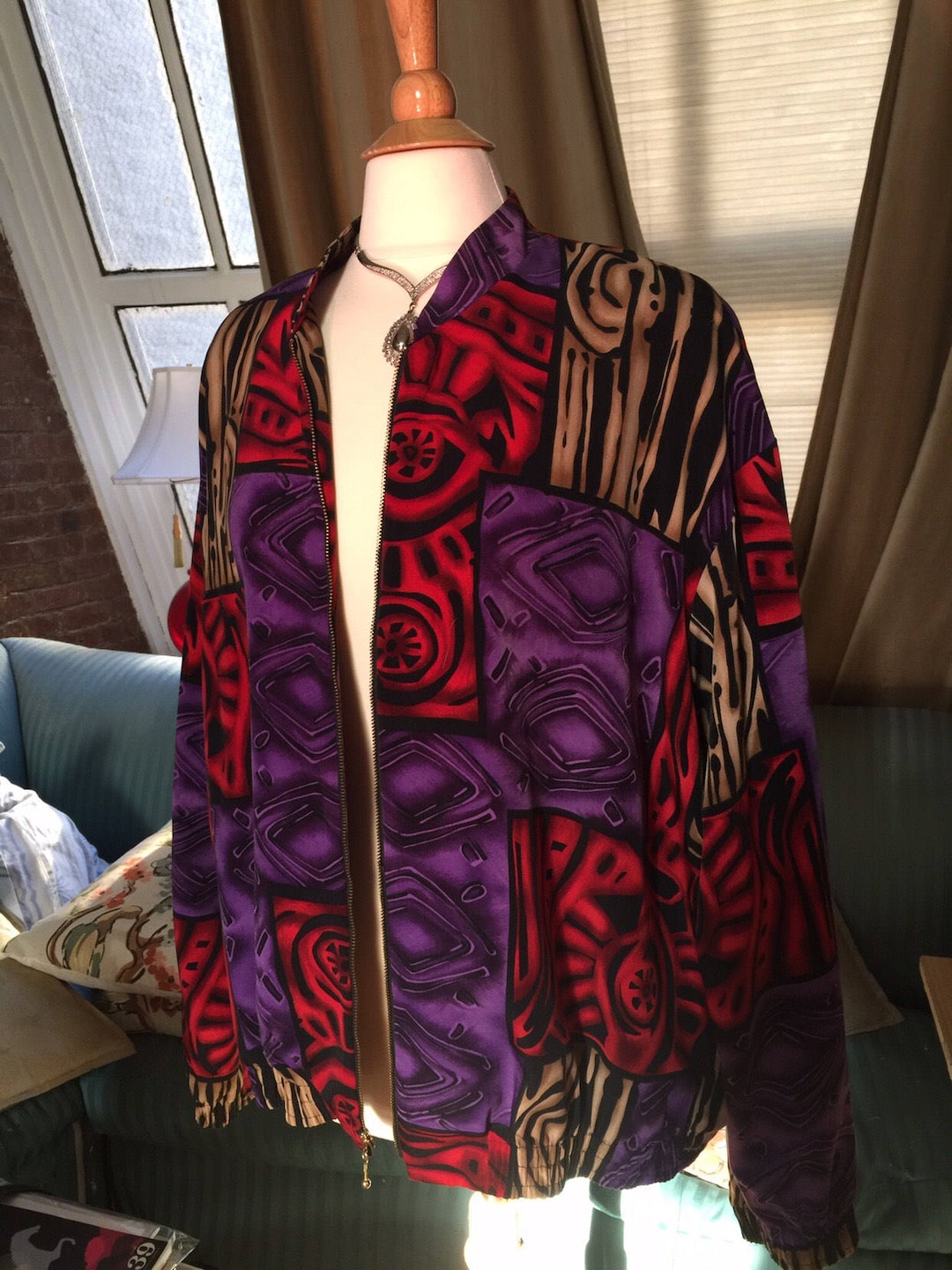 Awesome 80s Vintage Track Jacket, Punky Post Modern Geometric Print by ...