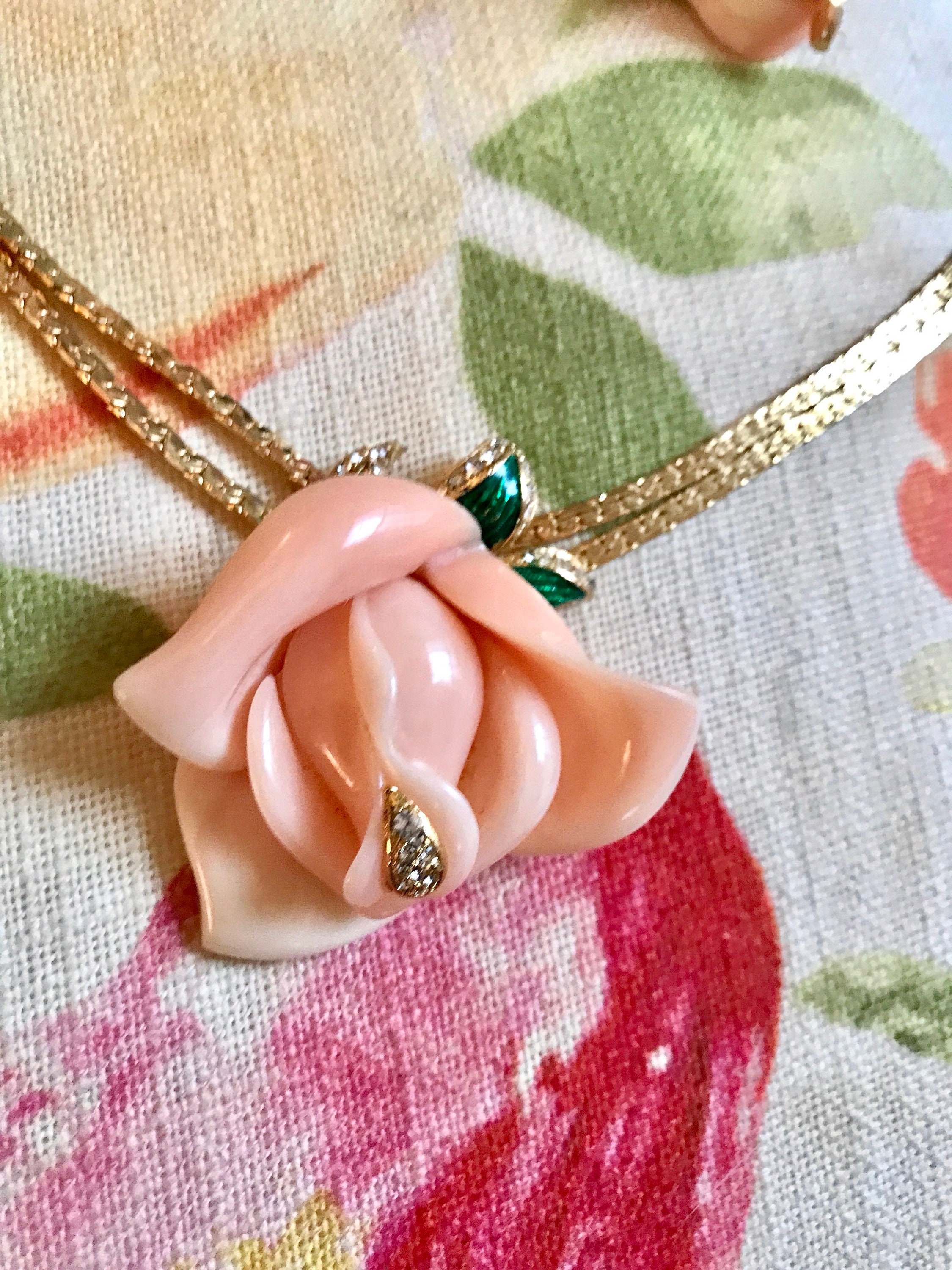 Pretty Pink Rose Hollywood Regency Jewelry Set: A Supple Rose with ice ...