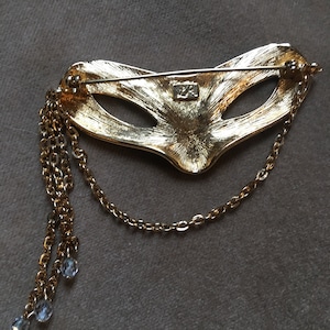 Gold and Crystal Masquerade Mask Dangle Lapel Pin Glamorous - Etsy