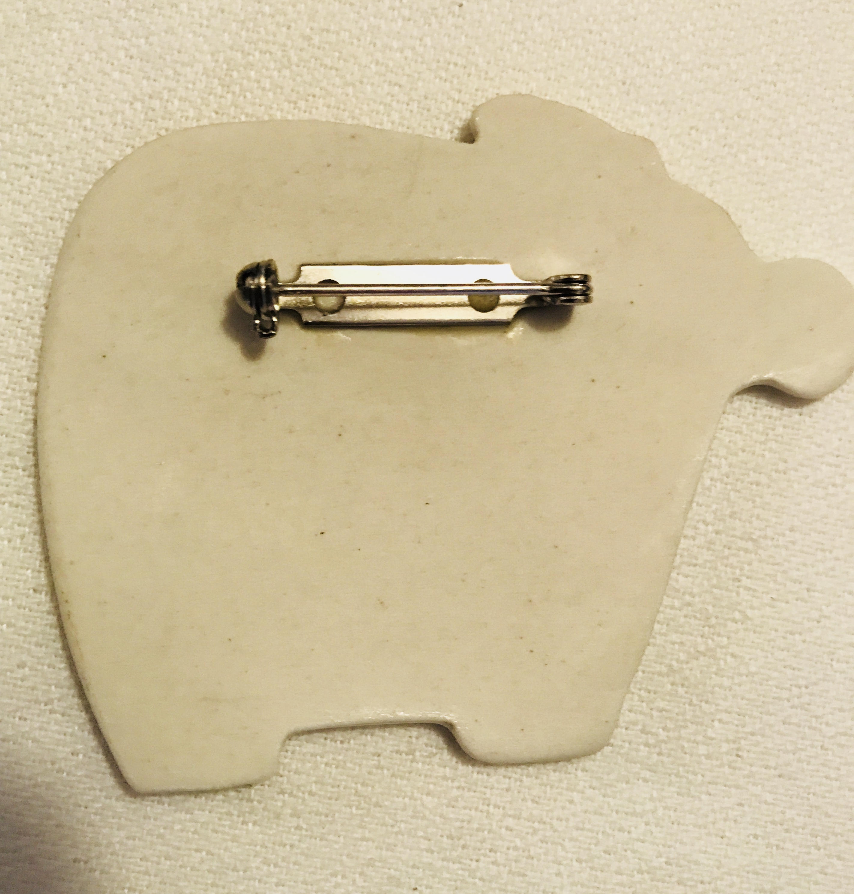 Vintage Large White Porcelain Elephant Brooch wearing a pink Sequined ...