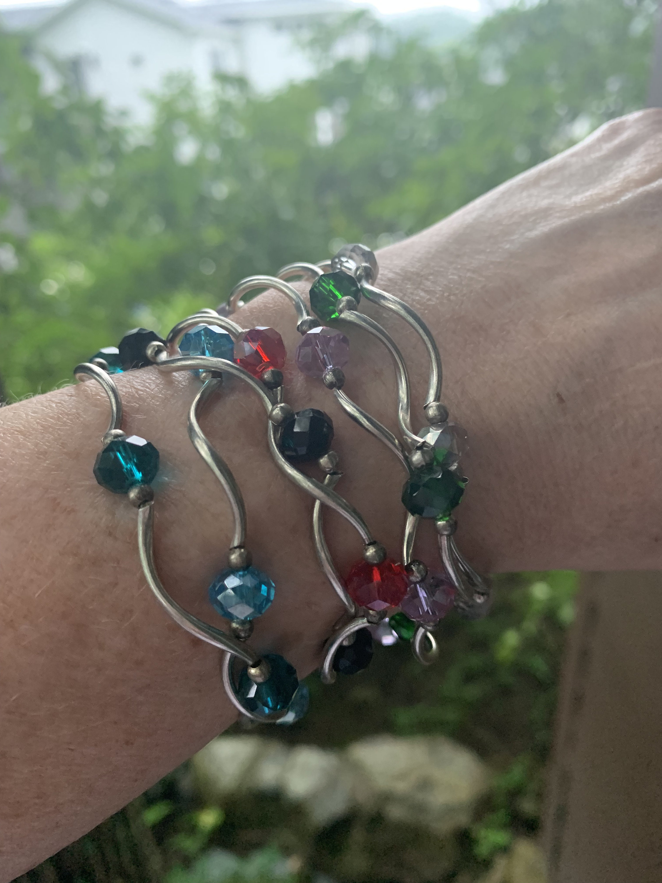 Squiggly Silver & Rainbow Crystal Cuffs, Get into the Groove with ...