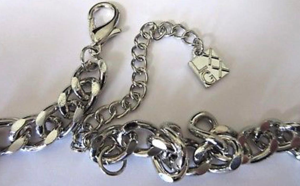Super Fly Chunky Silvertone Chain Necklace With Groovy Disco - Etsy