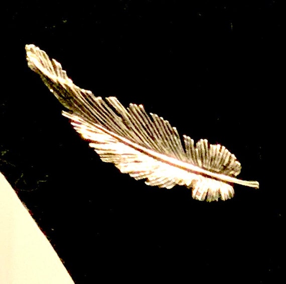 Feather Lapel Pin Mid Century Hollywood Regency Silver Tone | Etsy