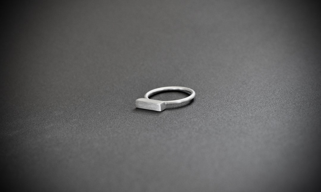 SIZE 7 1/4 Thick Horizontal Bar Ring, Sterling Silver Ring, Modern Ring ...