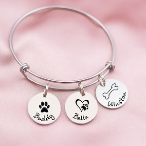 Personalized Pet Bracelet, Customizable Pet Charm Bracelet, Dog Mom ...