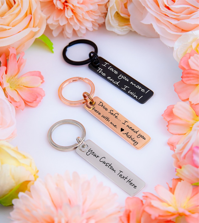 Personalized Stainless Steel Keychain: Engraved Custom Message Gift - Etsy