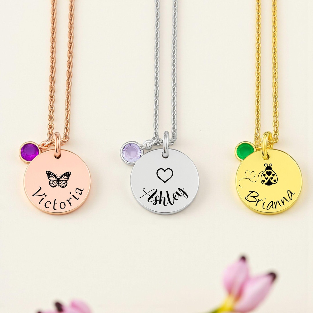 Child Necklace, Personalized Necklace, Birthstone Jewelry, Daughter ...
