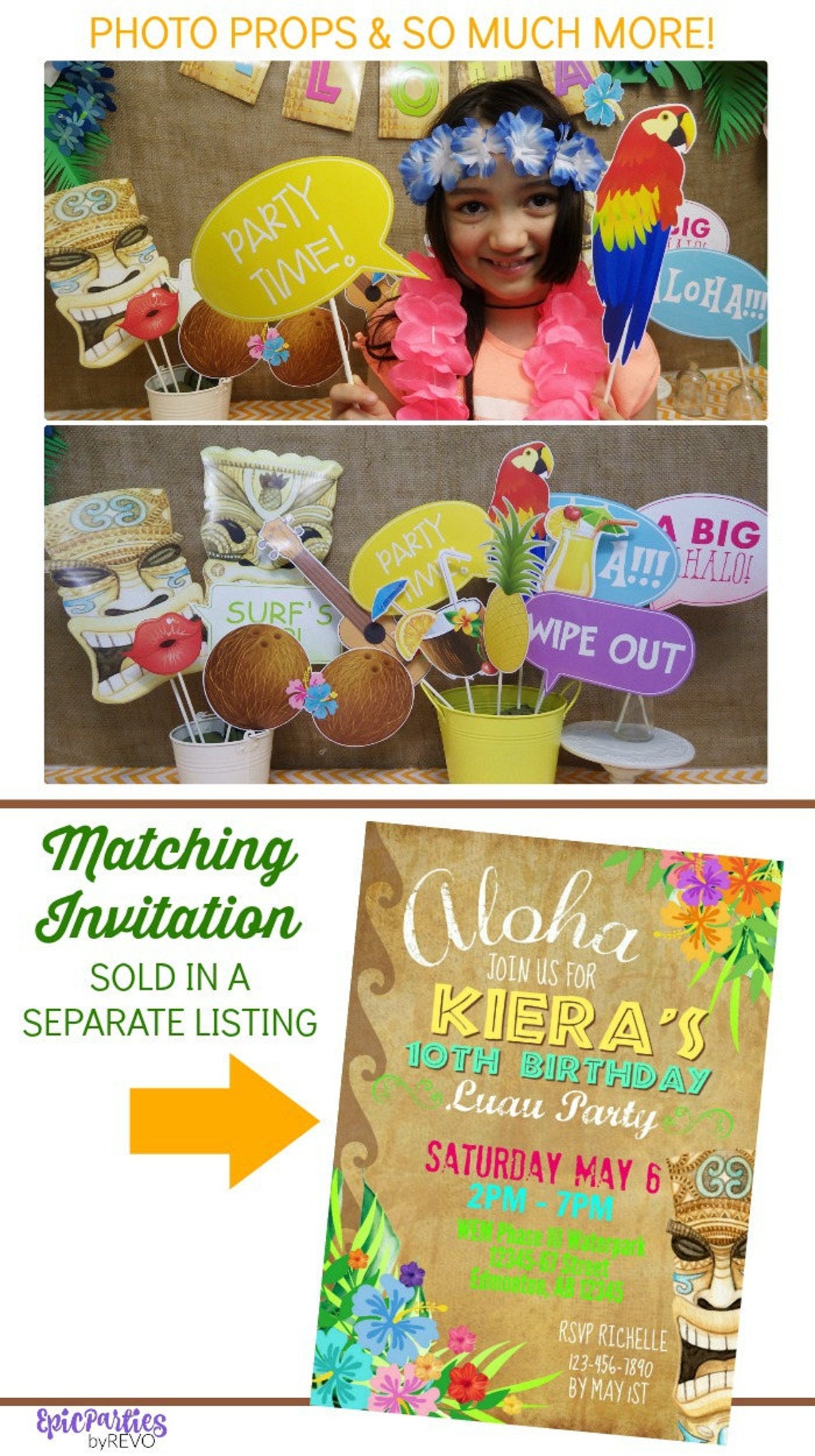 Tropical Luau Party Printable Hawaiian Luau Birthday Decoration Luau ...