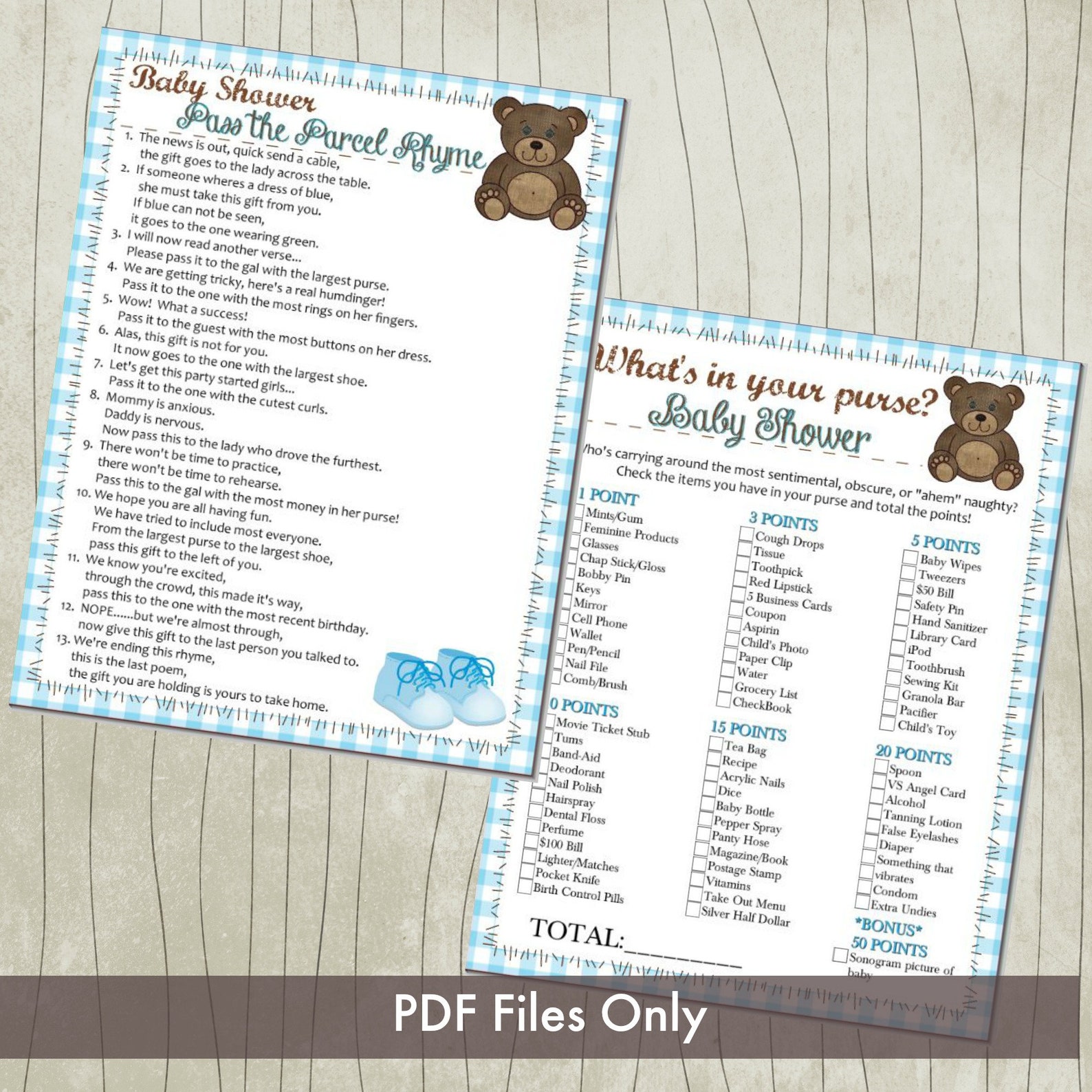 Teddy Bear Baby Shower Games Teddy Bear Shower Games Blue - Etsy