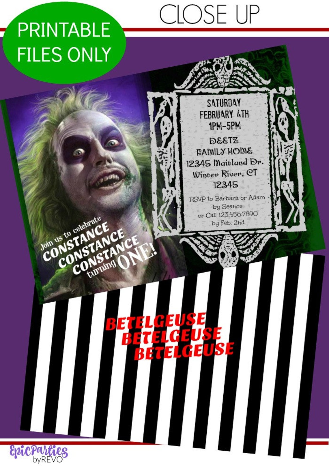 Beetlejuice Invitation DIY Printable Beetlejuice Birthday Invite ...