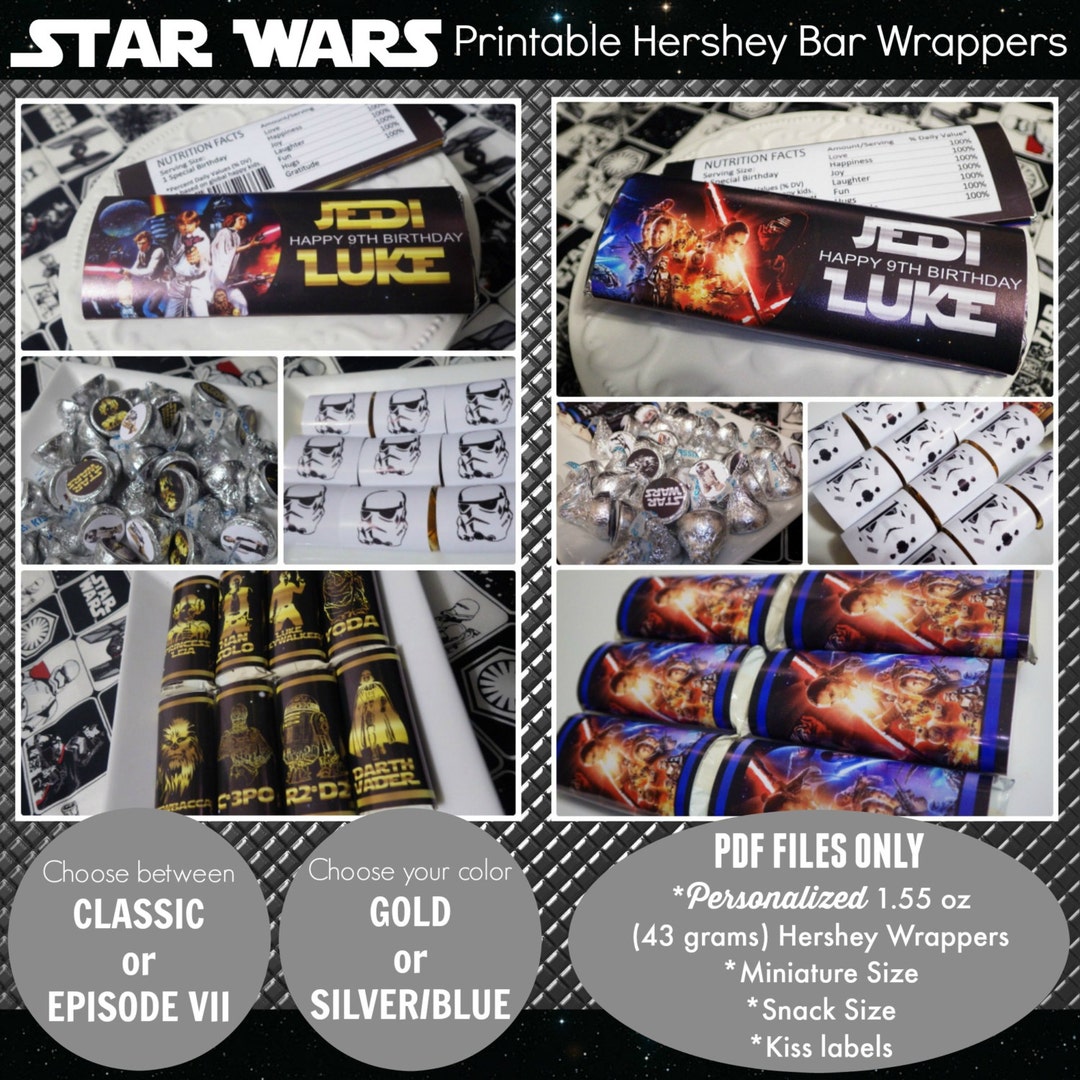 Star Wars Candy Bar Printable | Hershey Wrappers + Kiss Labels | Star ...