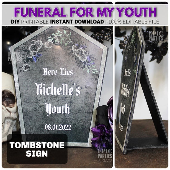Death to my Twenties | 30's | 40's | Editable Tombstone Sign ...