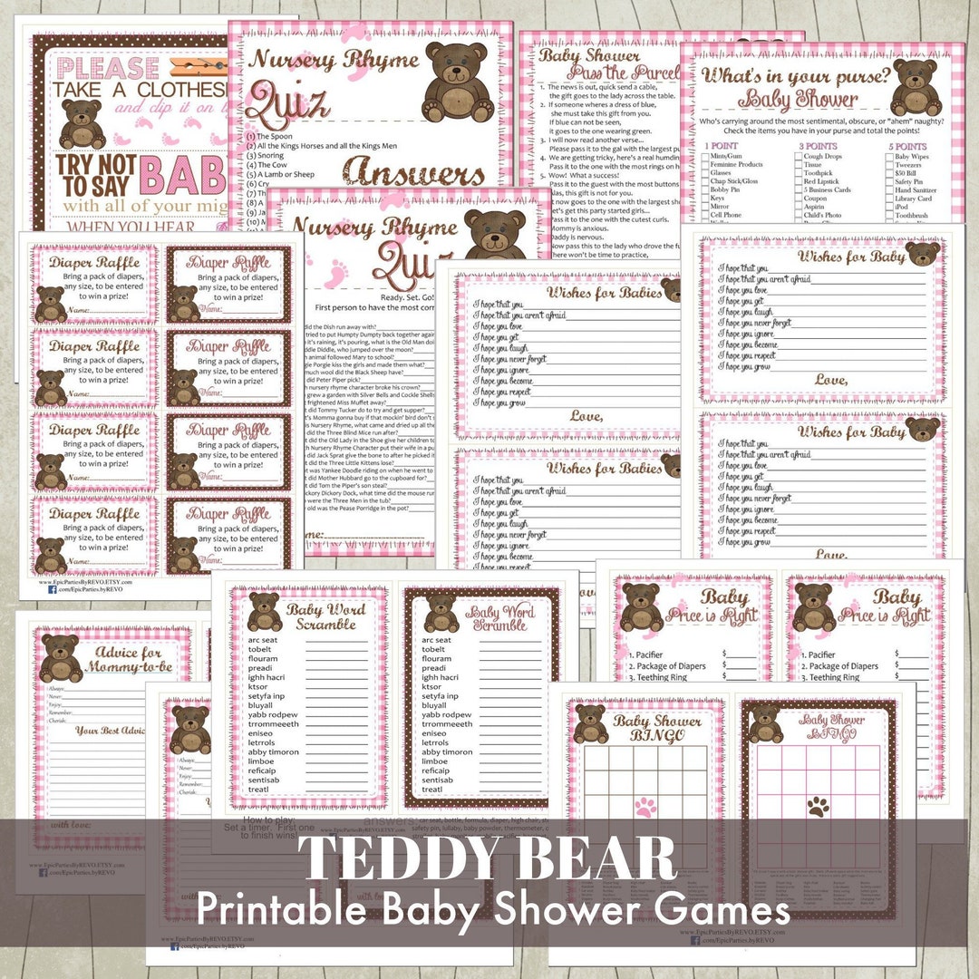 Teddy Bear Baby Shower Games Girl Baby Shower Games We Can Bearly Wait ...