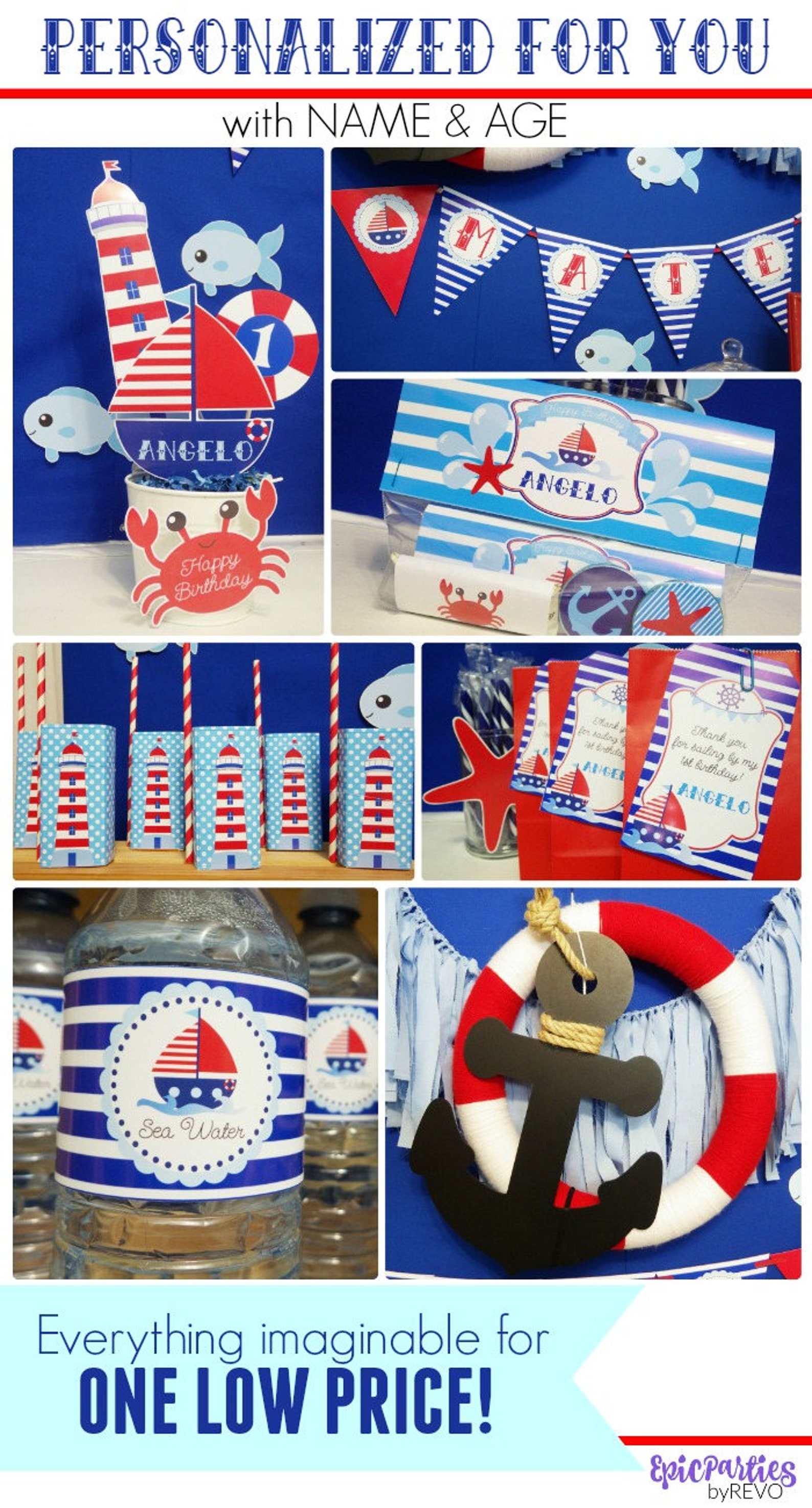 Nautical 1st Birthday Set Summer Party Decorations Beach 1st Birthday ...