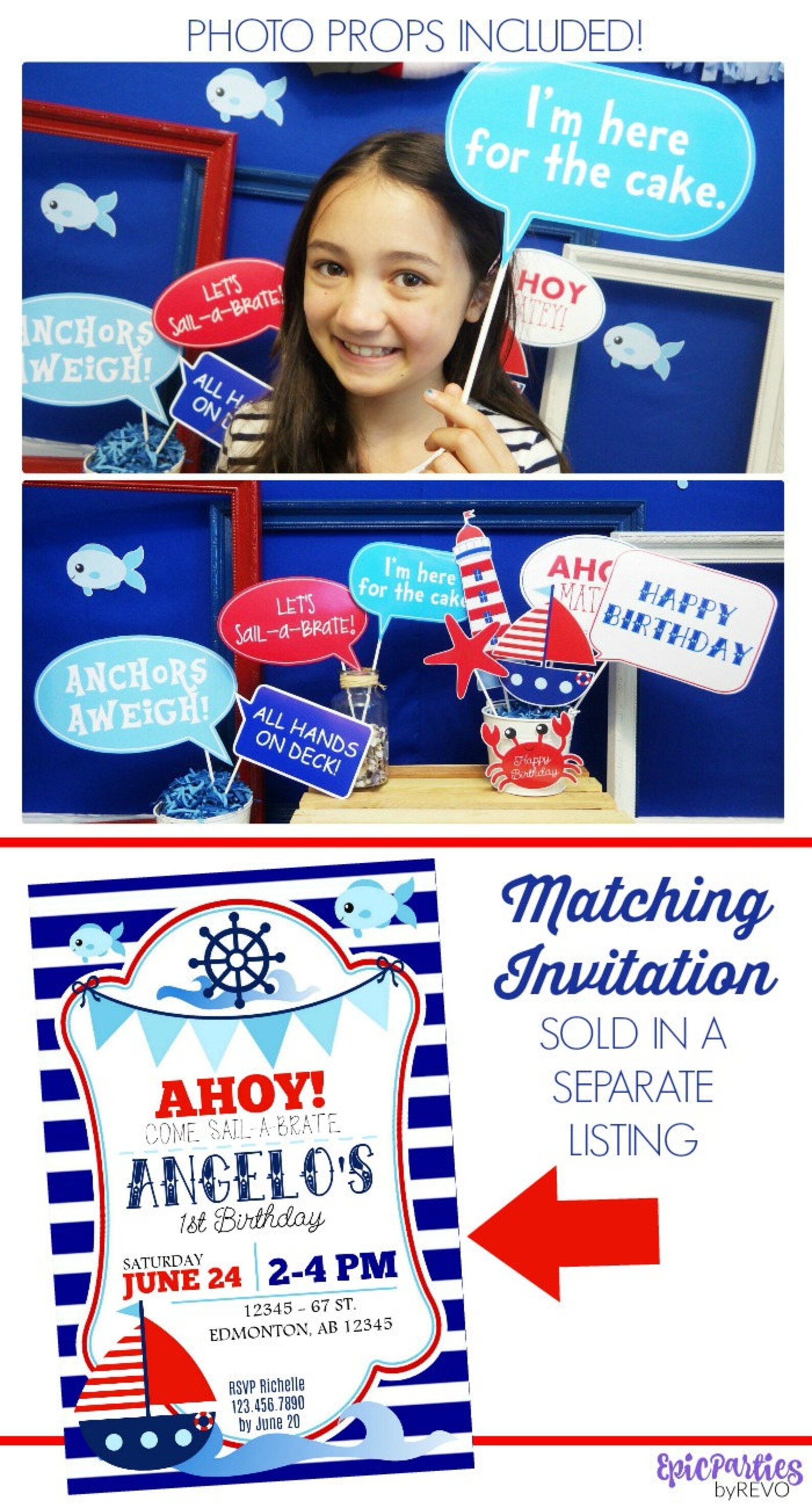 Nautical Birthday Printable Nautical 1st Birthday Decorations - Etsy