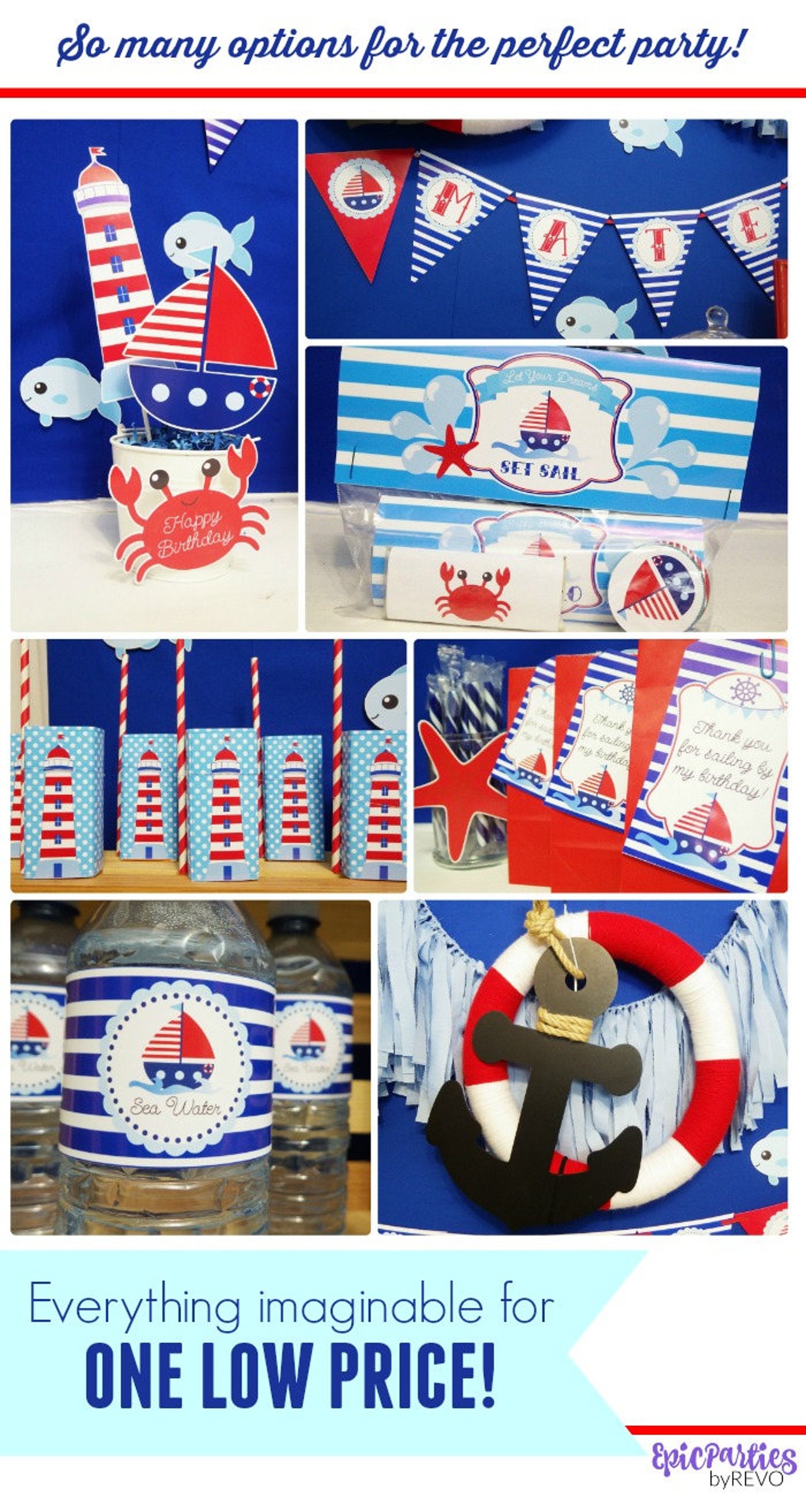 Nautical Birthday Printable Nautical 1st Birthday Decorations - Etsy
