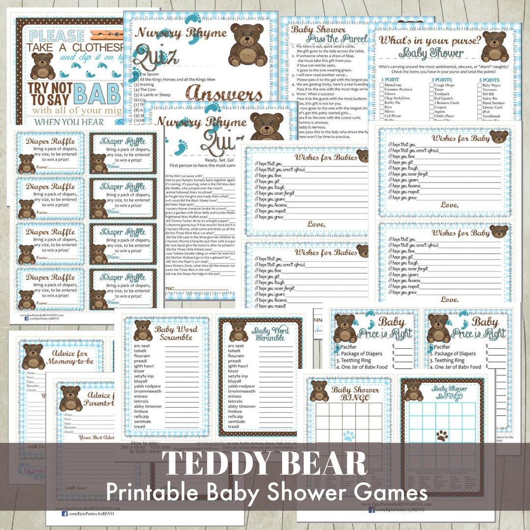 Teddy Bear Baby Shower Games Teddy Bear Shower Games Blue Teddy Bear ...