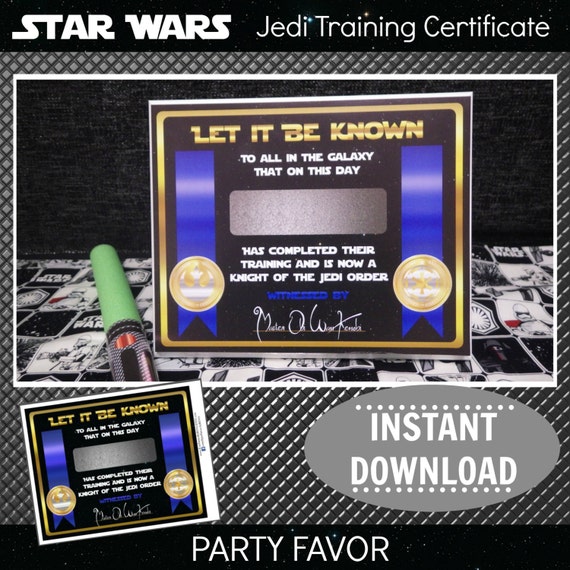 Star Wars Jedi Certificate Template Free