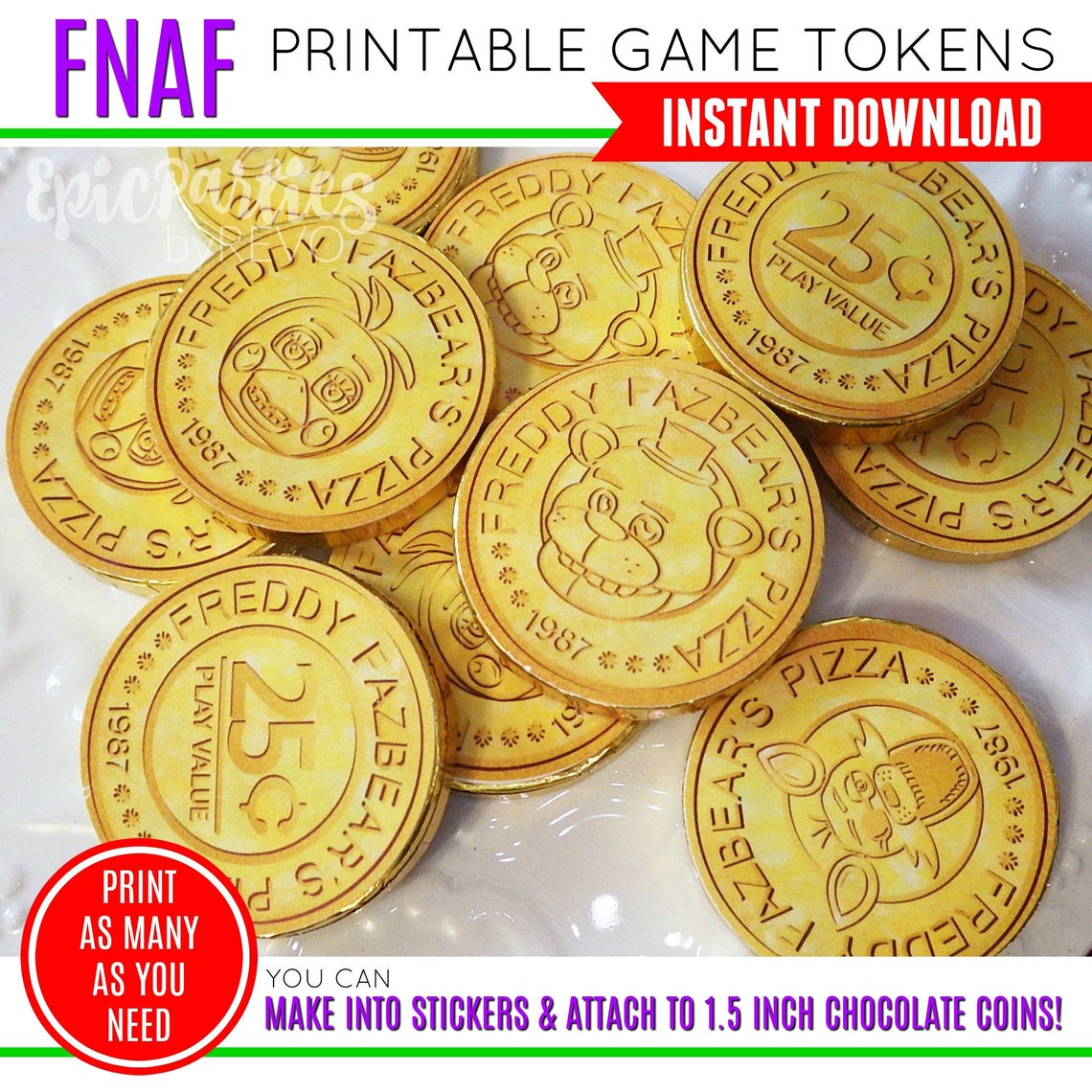 FNAF Game Tokens Five Nights at Freddy's Birthday Fnaf - Etsy Canada