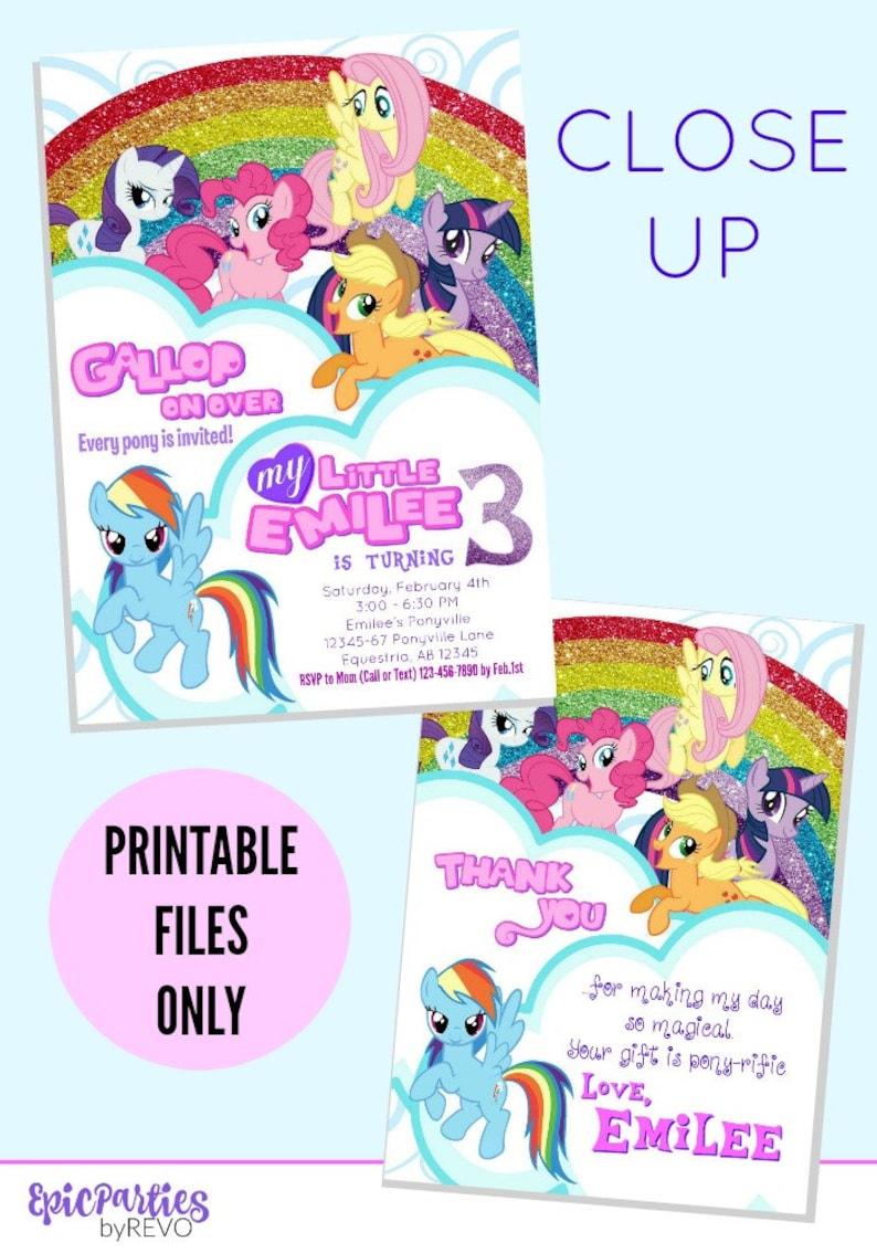 Little Pony Printable Invitation Pony Party Birthday Invite Birthday ...