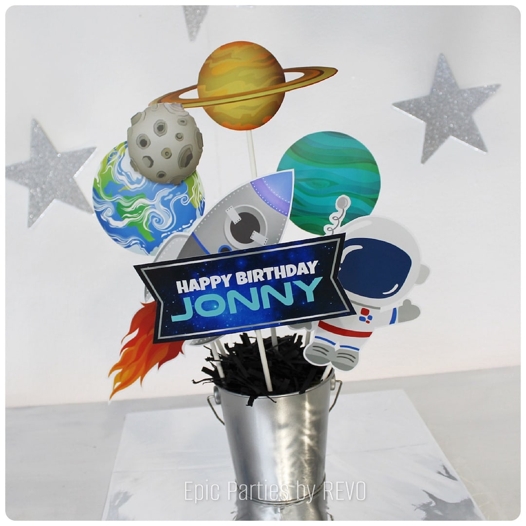 Space Birthday Centerpiece Space Party Cake Topper Digital Download ...