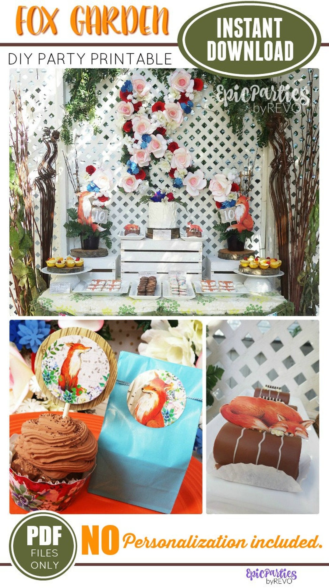 Woodland Fox Birthday Printable Woodland Birthday Decorations Fox Party ...