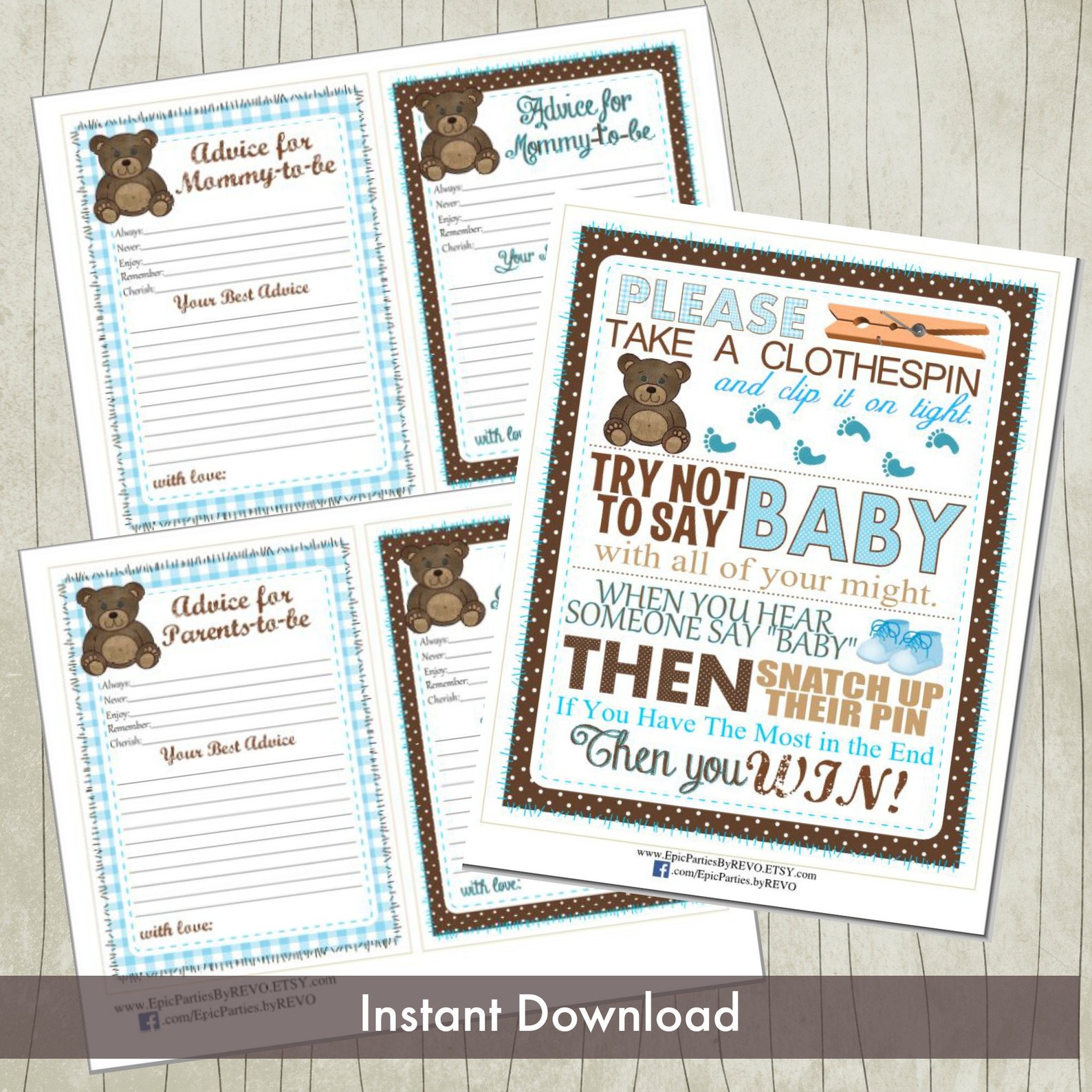 Teddy Bear Baby Shower Games Teddy Bear Shower Games Blue - Etsy