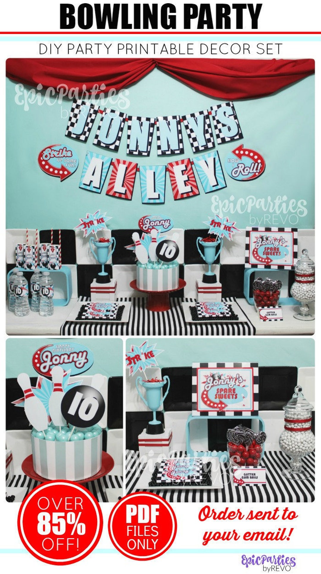 Bowling Birthday Party Decorations Bowling Birthday Printable Bowling ...