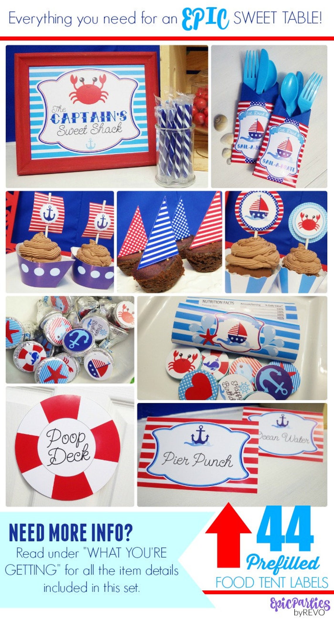 Nautical Birthday Printable Nautical 1st Birthday Decorations - Etsy