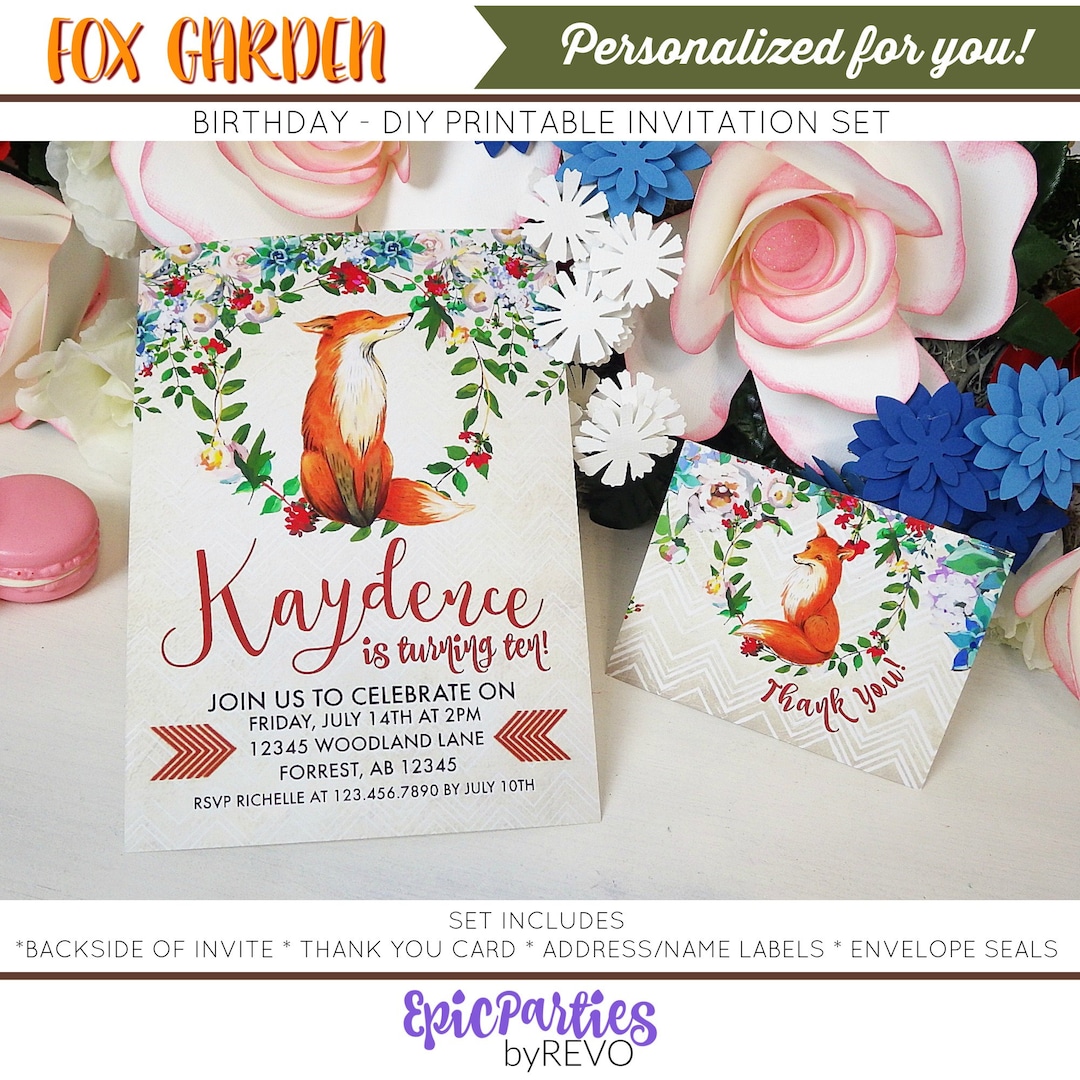 Fox Woodland Birthday Printable Woodland Fox Invitation Woodland 1st ...