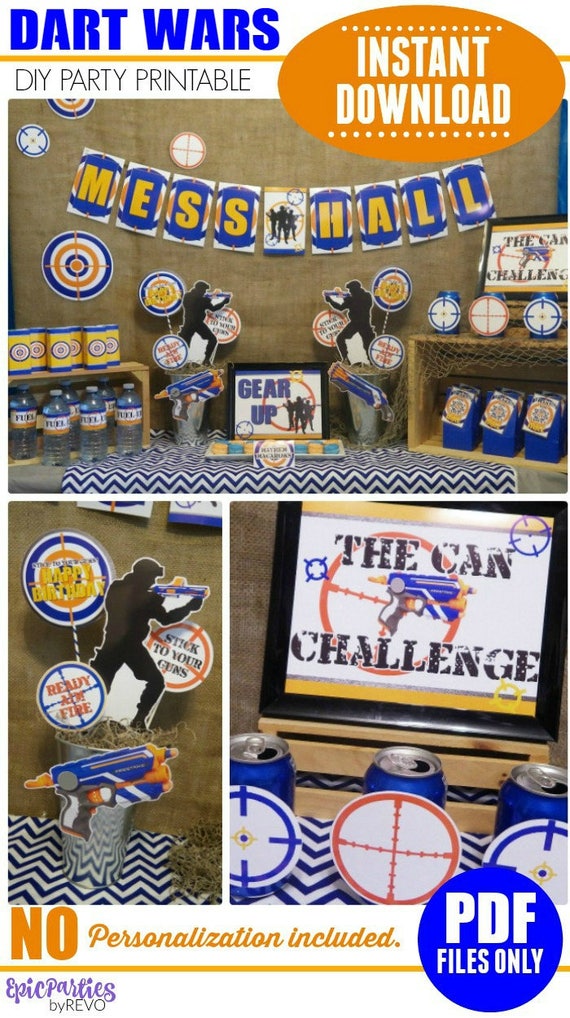 Dart Wars Party Printable | Instant Download | Dart Party Decorations ...