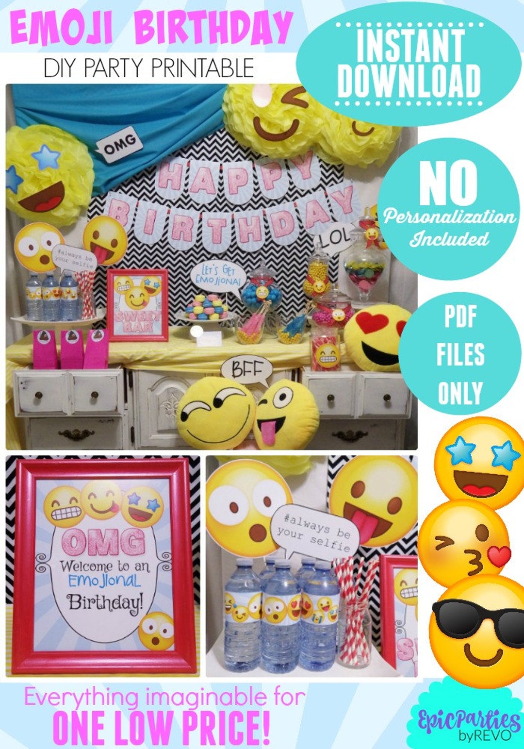 Emoji Birthday Party Printable Emoji Download Decorations Emoji ...
