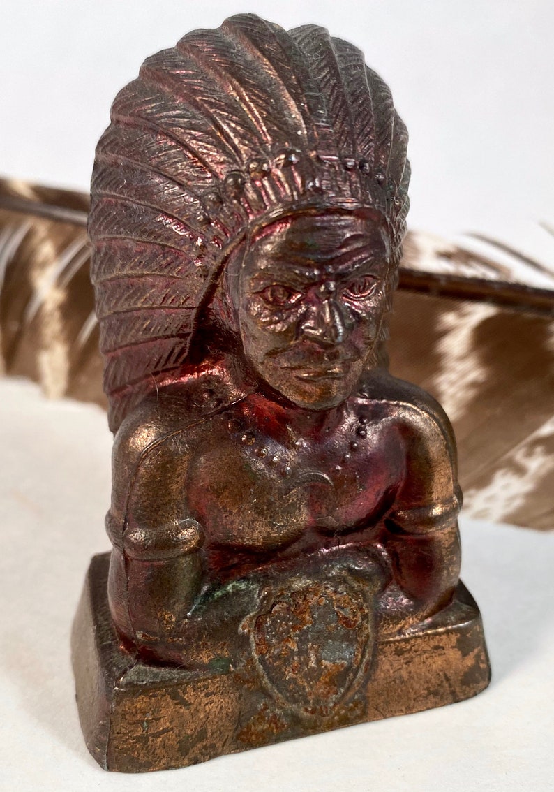 Vintage Collectible Cast Metal American Indian Chief Bust - Etsy