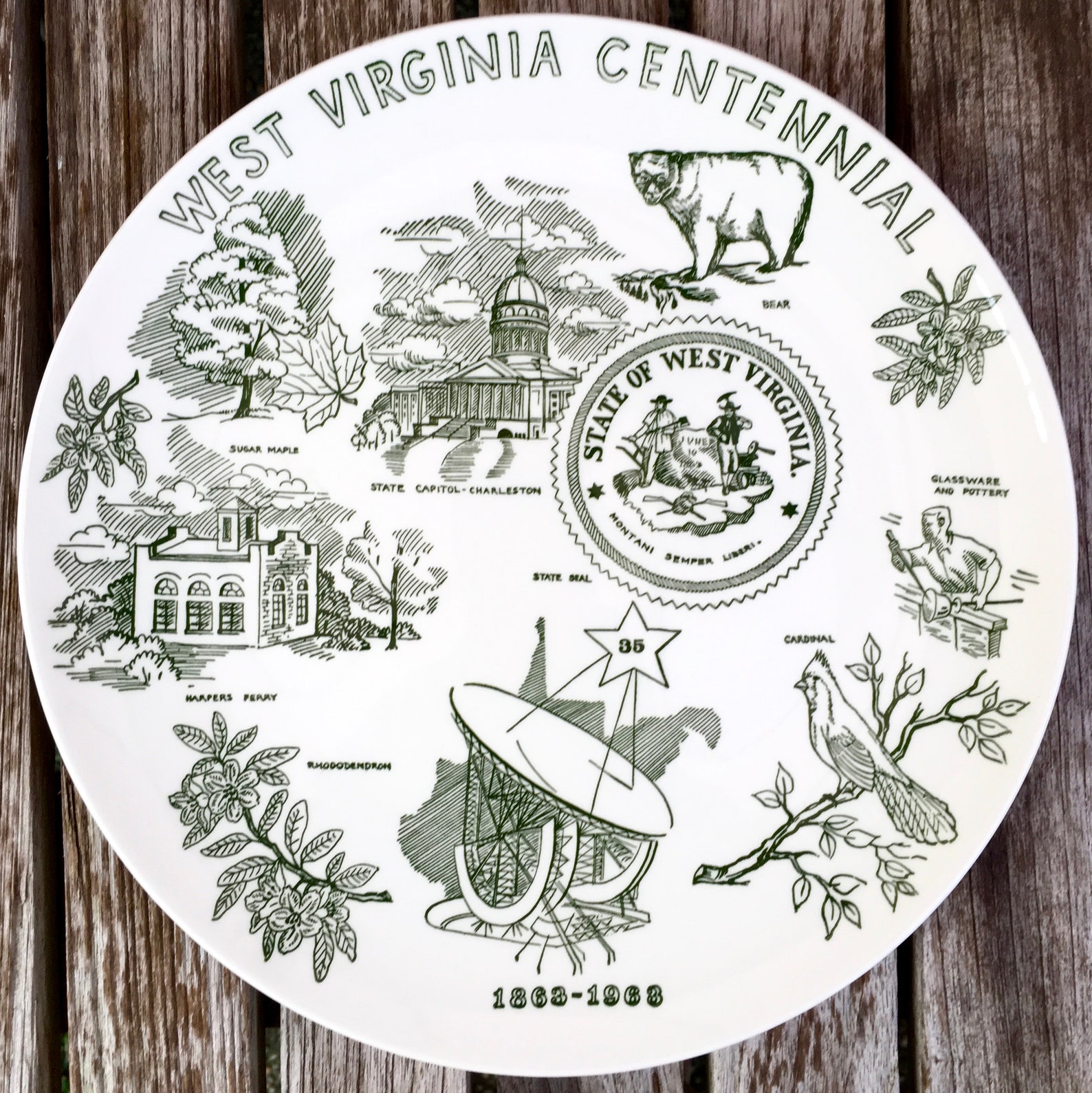 Retro West Virginia Centennial Souvenir Plate | Collectible Knowles ...