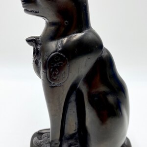 Vintage Carved Resin Bastet Sculpture Ancient Egyptian Cat Goddess ...