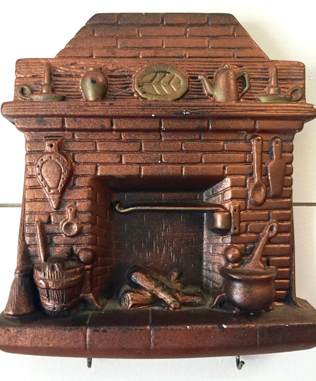 Vintage Key Hook Fireside | Fireplace | Kitchen Hearth Copper-colored ...