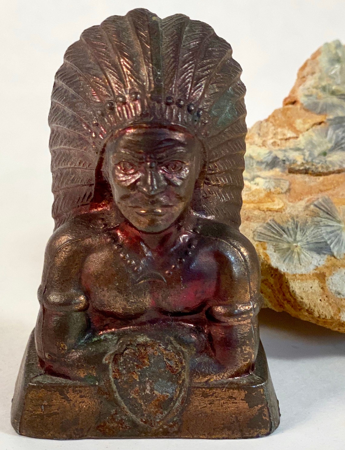 Vintage Collectible Cast Metal American Indian Chief Bust - Etsy