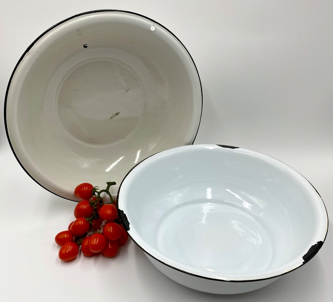 Large Enamel Wash Basin Bowl | Soak Prep Serve | Solid Color Bowl ...