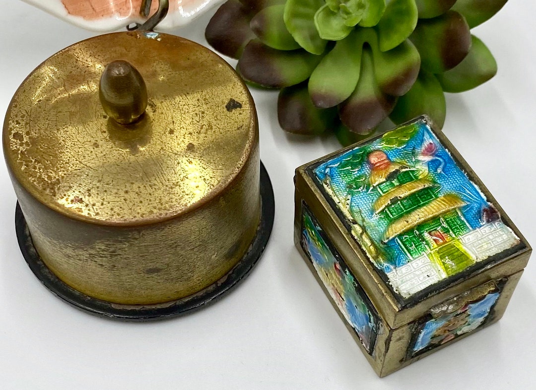 Vintage Stamp Box | Retro Mid Century Modern Brass Stamp Roll Dispenser ...