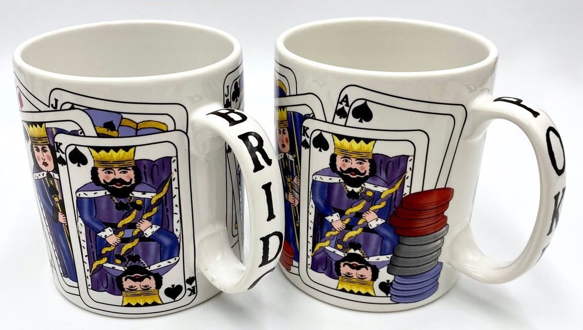 Vintage Ceramic Coffee Mugs Card Game Mugs Mugs With Face - Etsy